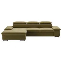 Sit & More Ecksofa SIT & MORE "Alcudia L-Form", grün (olive), B:286cm H:73cm T:174cm, 98% Polyester, 2% Polyamid, Sofas, wahlweise mit Bettfunktion