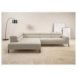 Ecksofa Places of Style "Antonelli, L-Form, incl. Kopfteilverstellung, Breite 312 cm" Sofas Gr. B/H/T: 312cm x 71cm x 219cm, Cord, Recamiere links, elektrisch verstellbar, beige (natur) wahlweise elektrische Sitztiefenverstellung