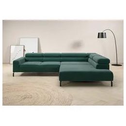 Ecksofa Places of Style "Antonelli, L-Form, incl. Kopfteilverstellung, Breite 312 cm" Sofas Gr. B/H/T: 312cm x 71cm x 219cm, Cord, Recamiere rechts, elektrisch verstellbar, grün wahlweise elektrische Sitztiefenverstellung