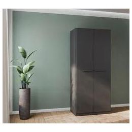 Drehtürenschrank Rauch "Kleiderschrank Schrank Garderobe Garderobenschrank Stauraumwunder MODI", grau (graumetallic), B:91cm H:210cm T:54cm, Holzwerkstoff, Schränke, inkl. Stoff-Organizer mit 6 Fächern optionaler Spiegel MADE IN GERMANY