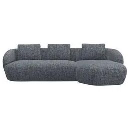 Wohnlandschaft FLEXLUX "Torino, rund, L-Form, Sofa-Ecke mit Recamiere, Longchair-Sofa" Sofas Gr. B/H/T: 276cm x 85cm x 146cm, Chenille, Chaiselongue rechts, grau (granite grey) Modernes, organisches Sofa-Design, Kaltschaum, Wellenunterfederung