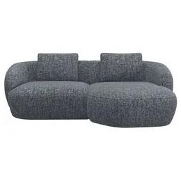 Wohnlandschaft FLEXLUX "Torino, rund, L-Form, Sofa-Ecke mit Recamiere, Longchair-Sofa" Sofas Gr. B/H/T: 217cm x 85cm x 146cm, Chenille, Chaiselongue rechts, grau (granite grey) Modernes, organisches Sofa-Design, Kaltschaum, Wellenunterfederung