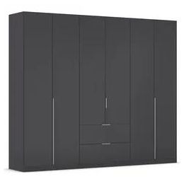 Drehtürenschrank Rauch "Kleiderschrank Schrank Garderobe AGORDO mit Dekor- oder Hochglanzfront" Schränke Gr. B/H/T: 271 cm x 229 cm x 54 cm, 6 St., grau (graumetallic) mit Außenschubkästen, in 6 Breiten und 2 Höhen MADE IN GERMANY