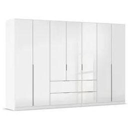 Drehtürenschrank Rauch "Kleiderschrank Kleiderschränke Schrank Garderobe AGORDO mit Glasfront" Schränke Gr. B/H/T: 315cm x 210cm x 54cm, 7 St., weiß (alpinweiß/glas kristallweiß) mit Außenschubkästen, in 6 Breiten und 2 Höhen MADE IN GERMANY