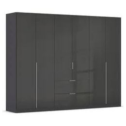 Drehtürenschrank Rauch "Kleiderschrank Schrank Garderobe AGORDO mit Dekor- oder Hochglanzfront" Schränke Gr. B/H/T: 271cm x 210cm x 54cm, 6 St., grau (graumetallic/hochglanz effektgrau) mit Außenschubkästen, in 6 Breiten und 2 Höhen MADE IN GERMANY