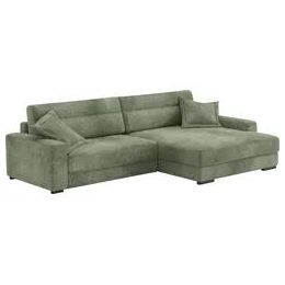 Ecksofa Inosign "Marcello DuraFlex" Sofas Gr. B/H/T: 310cm x 90cm x 184cm, Velours, Bettfunktion links-Recamiere rechts, grün (dolce 11 green) EasyBett, Bettkasten, Kaltschaumpolsterung, bis 140 kg belastbar