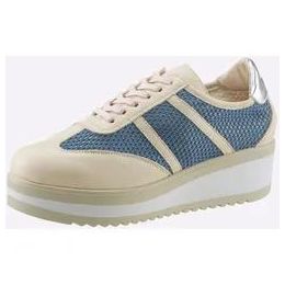 Schnürschuh Heine Gr. 35, blau (beige, blau) Damen Schuhe