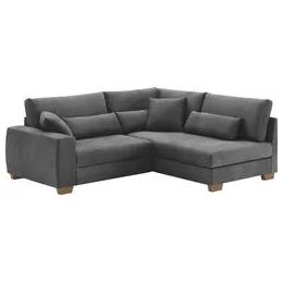 Ecksofa Home Affaire "Helena II, L-Form" Sofas Gr. B/H/T: 227cm x 68cm x 190cm, Material, Ottomane rechts, mit Bettfunktion, schwarz Mit Federkern, wahlweise mit Bett und Taschenfederkern