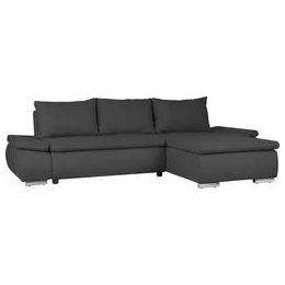 Ecksofa Home Affaire "Acra L-Form" Sofas Gr. B/H/T: 266cm x 83cm x 175cm, Struktur, Recamiere rechts, grau (anthrazit) mit Bettfunktion und Bettkasten, in Mattenoptik