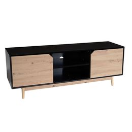 Wohnling Lowboard 150 cm TV Schrank Fernsehkommode Fernsehschrank Schwarz Eiche