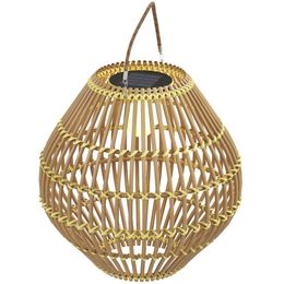 Outsunny Solarleuchte Rattan, Wasserdicht Solarlampe Gartenleuchte Stahl