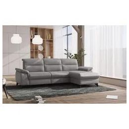 Sit & More Ecksofa SIT & MORE "Astoria L-Form" Sofas Gr. B/H/T: 260cm x 91cm x 175cm, Luxus-Microfaser ALTARA NUBUCK, Recamiere rechts, ohne Kopfteilverstellung-ohne Armlehnfunktion-ohne Relaxfunktion motorisch im Sofa 2,5-sitzig-ohne Relaxfunktion motorisch in Recamiere, grau wahlweise mit motorischer Relaxfunktion