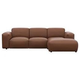 Ecksofa FLEXLUX "Lucera Chaislongue rechts oder links" Sofas Gr. B/H/T: 251cm x 73cm x 171cm, Echtleder, Chaiselongue rechts, braun (old chestnut brown) modern & anschmiegsam, Kaltschaum, Stahl-Wellenunterfederung