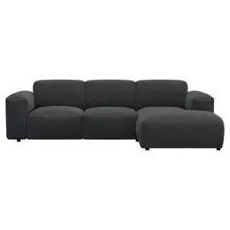 Ecksofa FLEXLUX "Lucera Chaislongue rechts oder links" Sofas Gr. B/H/T: 251cm x 73cm x 171cm, Lederoptik, Chaiselongue rechts, grau (shark grey) modern & anschmiegsam, Kaltschaum, Stahl-Wellenunterfederung