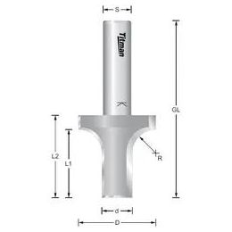 Abrund-Formatfräser S=12 D33/12,7 x 77 mm - R=10