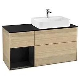 Villeroy & Boch Villeroy und Boch Finion Waschtischunterschrank F392PDPC 120cm, Abdeckplatte black matt, Regal links Black matt lacquer, Oak Veneer