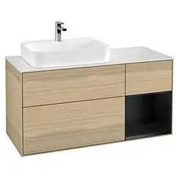 Villeroy & Boch Villeroy und Boch Finion Waschtischunterschrank G401PDPC 120cm, Abdeckplatte white matt, Emotion, Regal rechts Black matt lacquer, Oak Veneer