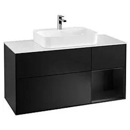 Villeroy & Boch Villeroy und Boch Finion Waschtischunterschrank F421PDPD 120cm, Abdeckplatte white matt, Regal rechts Black matt lacquer, Black matt lacquer