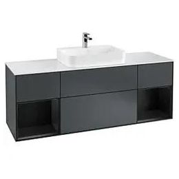 Villeroy & Boch Villeroy und Boch Finion Waschtischunterschrank G451PDHG 160cm, Abdeckplatte white matt, Emotion, Regale Black matt lacquer, Midnight Blue Matt Lacquer