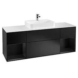 Villeroy & Boch Villeroy und Boch Finion Waschtischunterschrank G451PDPD 160cm, Abdeckplatte white matt, Emotion, Regale Black matt lacquer, Black matt lacquer