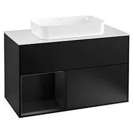 Villeroy & Boch Villeroy und Boch Finion Waschtischunterschrank G241PDPD 100cm, Abdeckplatte white matt, Emotion, Regal links Black matt lacquer, Black matt lacquer