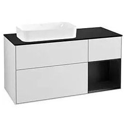 Villeroy & Boch Villeroy und Boch Finion Waschtischunterschrank G282PDMT 120cm, Abdeckplatte black matt, Emotion, Regal rechts Black matt lacquer, White matt lacquer