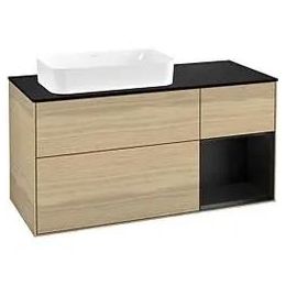 Villeroy & Boch Villeroy und Boch Finion Waschtischunterschrank G282PDPC 120cm, Abdeckplatte black matt, Emotion, Regal rechts Black matt lacquer, Oak Veneer