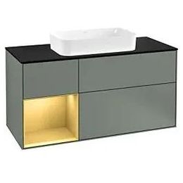 Villeroy & Boch Villeroy und Boch Finion Waschtischunterschrank G292HFGM 120cm, Abdeckplatte black matt, Emotion, Regal links Gold matt, Olive Matt Lacquer