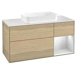 Villeroy & Boch Villeroy und Boch Finion Waschtischunterschrank G301MTPC 120cm, Abdeckplatte white matt, Emotion, Regal rechts White matt lacquer, Oak Veneer