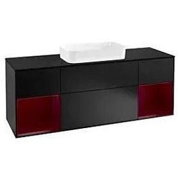 Villeroy & Boch Villeroy und Boch Finion Waschtischunterschrank G332HBPD 160cm, Abdeckplatte black matt, Emotion, Regale Peony matt lacquer, Black matt lacquer