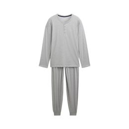 Tom Tailor Herren Fein gestreifter Pyjama, grau, Gestreift, Gr. 48