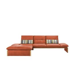 Koinor Leder-Ecksofa mit Massivholzrahmen aus Wildeiche Humfrey ¦ orange ¦ Maße (cm): B: 314 H: 93 T: 159