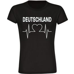 multifanshop Damen T-Shirt - Deutschland - Herzschlag - Druck weiß - Frauen