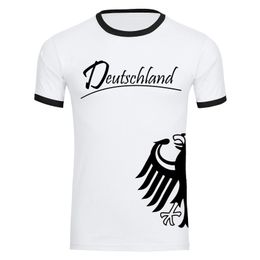 multifanshop® Kontrast T-Shirt - Deutschland - Adler seitlich - Druck schwarz