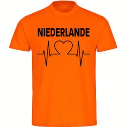 multifanshop® Herren T-Shirt - Niederlande - Herzschlag - Druck schwarz