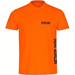 multifanshop Herren T-Shirt - Netherlands - Brust & Seite - Druck schwarz - Männer