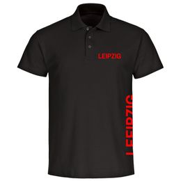 multifanshop® Poloshirt - Leipzig - Brust & Seite - Druck rot