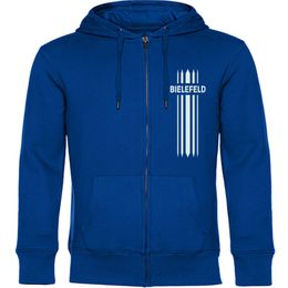 multifanshop® Kapuzen Sweatshirt Jacke - Bielefeld - Streifen - Druck weiß