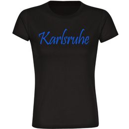 multifanshop Damen T-Shirt - Karlsruhe - Schriftzug - Druck blau - Frauen