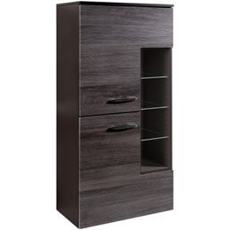 Midischrank Welltime, B:65cm H:130cm T:35cm, grau, MDF, Spanplatte, Badezimmer, Schr&auml;nke, "Florida", Breite 65 cm, mit hochgl&auml;nzenden Fronten