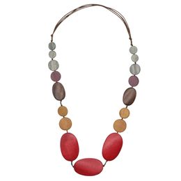 Damen Lange Kette "Leona", bunt, Basic, Collezione Alessandro, Holz, Halsketten, aus flachen Holzperlen