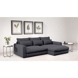 Ecksofa Home Affaire, B:271cm H:89cm T:171cm, grau, 92% Polyester, 8% Nylon, Wohnzimmer, Sofas, "Darwin, viele Kissen, extra tiefe Sitzfläche,