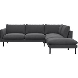 Ecksofa FLEXLUX, B:262cm H:61cm T:222cm, grau, 100% Polyester, Wohnzimmer, Sofas, "Bolzano Designsofa, bequem durch Kaltschaum im Sitz, L-Form", lose