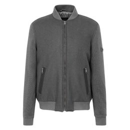 Bugatti Herren Strickjacke, grau, Gr. XXXL, unifarben, Strick, 50% Baumwolle, 50% Polyacryl, Strickjacken, mit Stehkragen