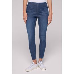 SOCCX Damen Jeansjeggings, blau, Gr. 27, unifarben, Material: 73% Baumwolle, 25% Polyester, 2% Elasthan, Jeans, mit Elastikbund