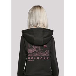 F4NT4STIC Damen Kapuzenpullover "Kanagawa Welle Japan", schwarz, Gr. S, Obermaterial: 65% Baumwolle, 35% Polyester, Pullover, Hoodie, Warm, Bequem