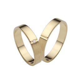 Firetti Damen Trauring "Schmuck Geschenk Gold 750 Hochzeit Ehering "LIEBE"", 64, 0,01 SI = kleine Einschlüsse mit Brillant, Gelbgold 375, 4mm, gold,