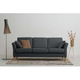 3-Sitzer Home Affaire, B:217cm H:87cm T:86cm, grau, Sofas, "Arellano, Breite 217 cm", klassisches Design, 2 Zierkissen inklusive, Webstoff fein
