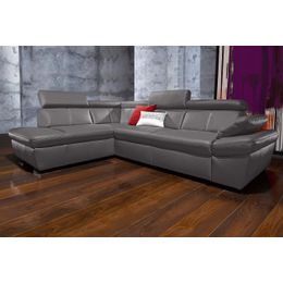 Ecksofa, B:268cm H:77cm T:204cm, grau, exxpo - SOFA FASHION, NaturLeder;Primabelle-Microfaser (100% Polyester);Luxus-Kunstleder, Wohnzimmer, Sofas,