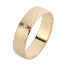 Firetti Damen Trauring "Schmuck Geschenk Gold Hochzeit Ehering Trauring "LIEBE"", 17,5, 0,01 SI = kleine Einschl&uuml;sse mit Brillant, Gelbgold 375, 5mm,